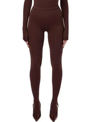 Naked Wardrobe Closed Toe Leggings Chocolate