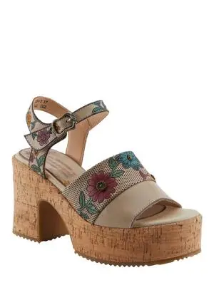 SPRING STEP SHOES Halena Platform Sandal - Beige Multi
