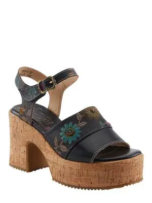 SPRING STEP SHOES Halena Platform Sandal - Black Multi