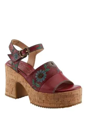 SPRING STEP SHOES L'Artiste By Spring Step Halena Platform Sandal Red Multi