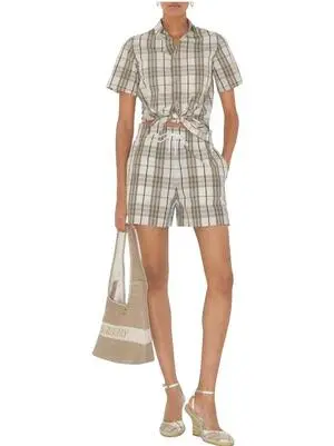 Burberry Cropped Check Shirt - Cotton