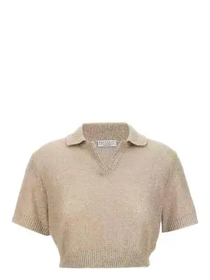 Brunello Cucinelli Sequin-embellished Polo Shirt - Neutrals