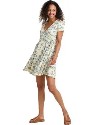 TOAD & CO Freesia Wrap Short Sleeve Dress Barley Daisy Print