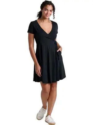 TOAD & CO Freesia Wrap Short Sleeve Dress Black