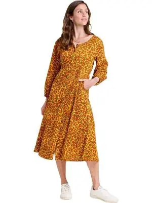 TOAD & CO Manzana Paneled Midi Long Sleeve Dress - Pollen Ditsy Print