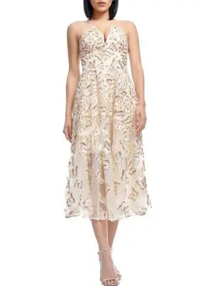 Dress The Population Briella Sequin Butterfly Dress - Champagne Multi