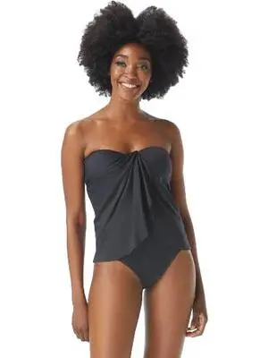 Vince Camuto Vince Camuto Draped Bandeau Tankini Swim Top Black