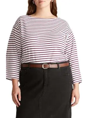 Universal Standard Montauk Breton Stripe Top - White/gamay