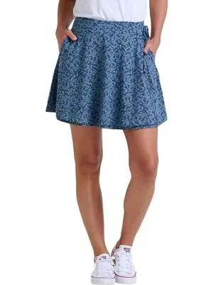 TOAD & CO Toad & Co Freesia Wrap Skirt True Navy Tonal Print