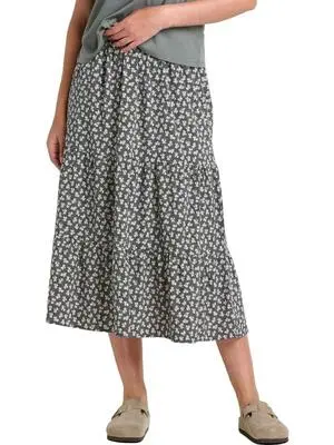TOAD & CO Sunkissed Tiered Midi Skirt - Black And Salt Print
