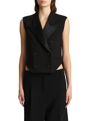 Khaite Orville Double-breasted Vest - Black