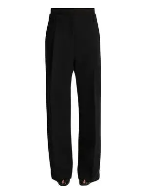 Khaite Lenton Pleated Straight Leg Trousers - Black