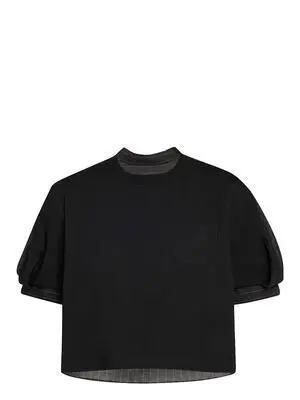 Sacai Hybrid Pinstripe Back Jersey Front T-shirt - Black Stripe