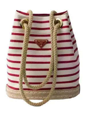 Prada Striped Bucket Bag - Neutrals