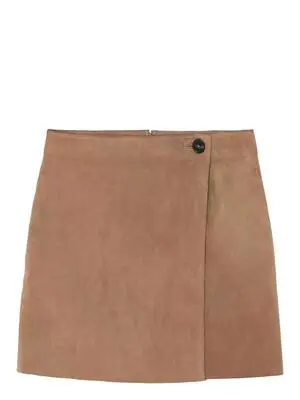 YVES SALOMON Suede Mini Skirt - Neutrals