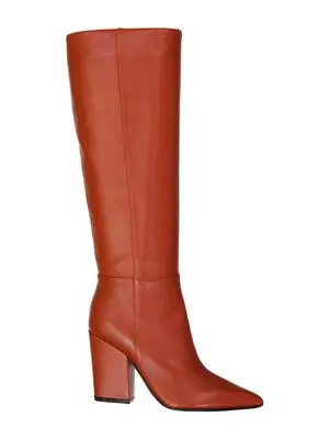 SERGIO ROSSI Leather Heel Boots - Orange