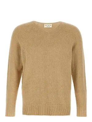 MA'RY'YA Bouclé Cotton Blend Sweater - Beige