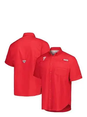 Columbia Philadelphia Phillies Tamiami Omni-shade Button-down Shirt - Red