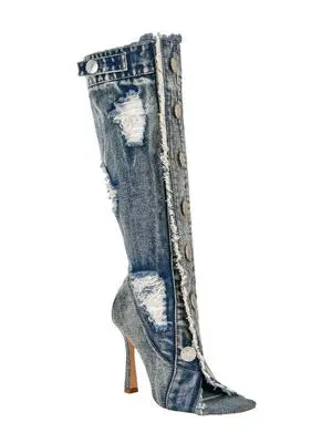 AZALEA WANG Kazuki Knee High Boot - Denim