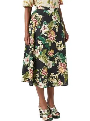 Marina Rinaldi Tambuto Floral A-line Skirt - Black
