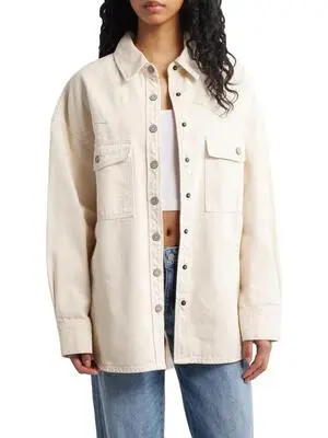 HIDDEN JEANS Oversized Western Denim Shirt - Khaki