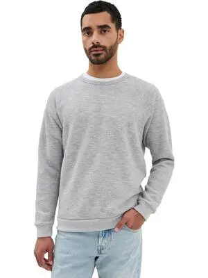 Marine Layer Mock Twist Sherpa Crew Pullover - Heather Grey