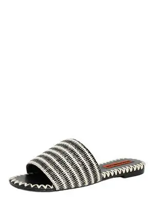 SIMONMILLER Stripe Raffia Salerno Sandals - Black/natural Stripe