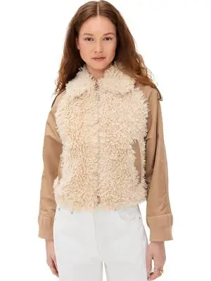 Essentiel Antwerp Heldin Faux Fur Jacket - Sour Cream