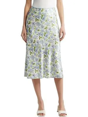 DÔEN Elowena Silk Midi Skirt - Ivory Strawberry Moon Floral