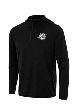 ANTIGUA Miami Dolphins Quarter-zip Pullover Hoodie - Heather Black
