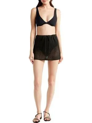 Elan Open Stitch Cover-up Miniskirt - Black