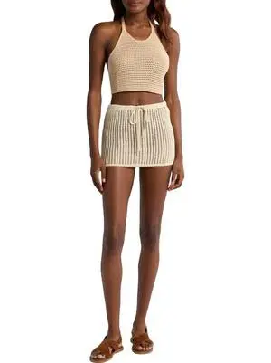 Elan Open Stitch Cover-up Miniskirt - Natural