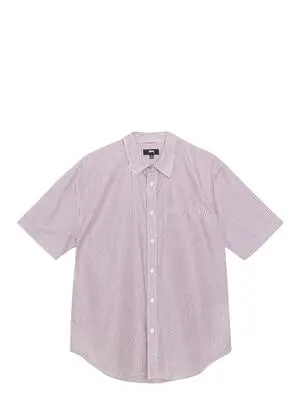 StÜssy 8 Ball Stripe Boxy Short-sleeve Shirt 'burgundy - Red
