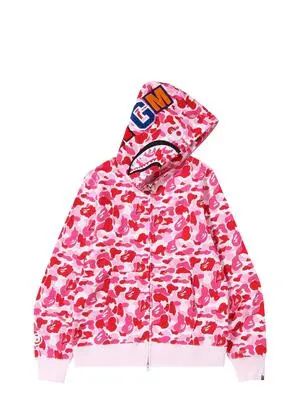 A BATHING APE Abc Camo Shark Full Zip Hoodie - Pink