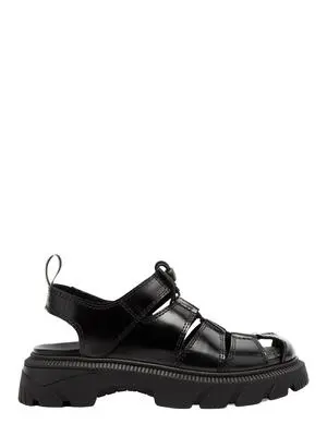 MIISTA Eunice Cut-out Leather Sandals - Black