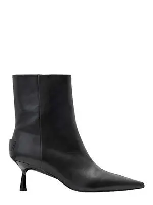ALLSAINTS Vivian Logo-embossed Heeled Leather Ankle Boots - Black