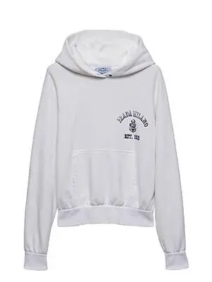 Prada Logo-print Relaxed-fit Hoody - White