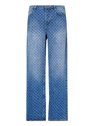DAILY PAPER Amba Monogram-pattern Straight-leg Jeans - New Mid Blue