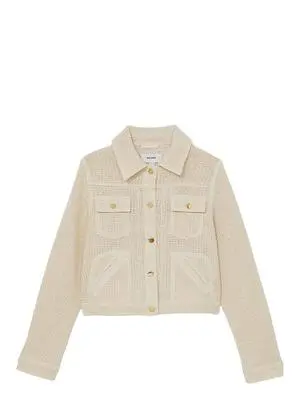 REISS Renzo Textured Cotton-blend Trucker Jacket - Neutral