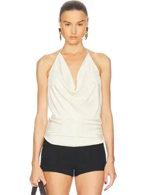 TOM FORD TOM FORD Cowl Collar Tank Top Grunge White