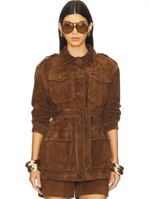 AEXAE Leather Suede Mid Jacket - Suede Honey Brown