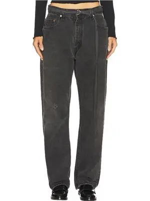ALIGRACE Vintage Belted Jeans - Black