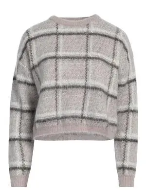 MAX MARA STUDIO Crewneck Checked Sweater - Grey