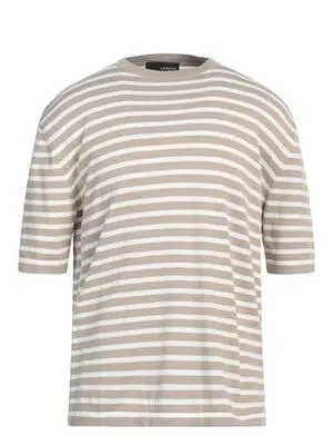 LARDINI Striped Cotton Sweater - Beige