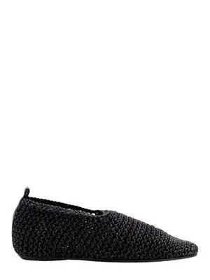 TOTEME Intertwined Leather Slip-on Flats - Black