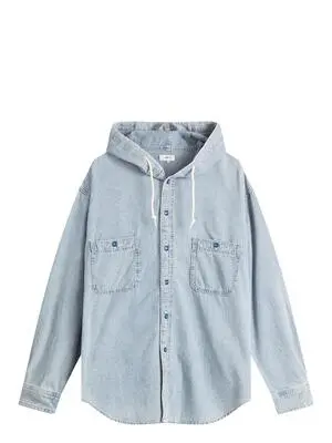 BEAMS Chambray Hooded Shirt - Light Indigo