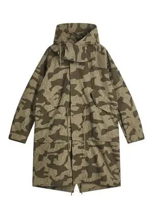 Belstaff Terrain Camo Canopy Parka Jacket - Surplus Green/washed Black