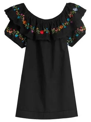 Rixo Saige Ombre Floral Embroidered Mini Dress - Ombre Floral Embroidery Black