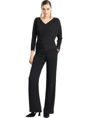 NATORI Matte Jersey Draped V-Neck Top