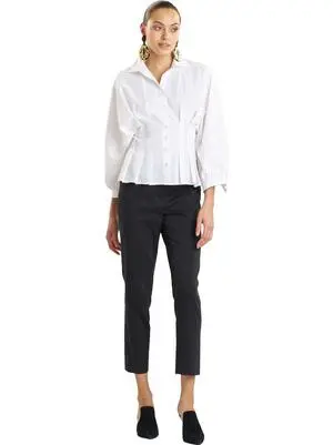 Natori Techno Poplin Pleated Shirt - White